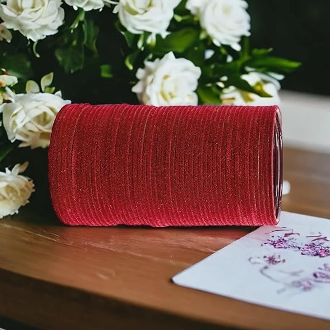 Handmade Red Color Velvet Bangles Size 2.4, 2.6, 2.8, 36 Bangles Set ...