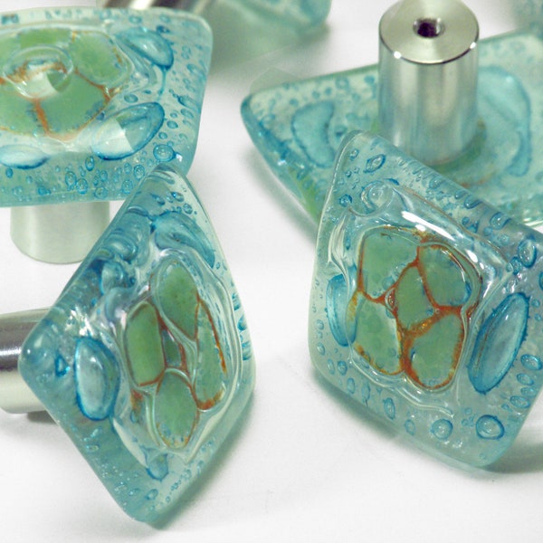 Teal Glass Knobs - Etsy