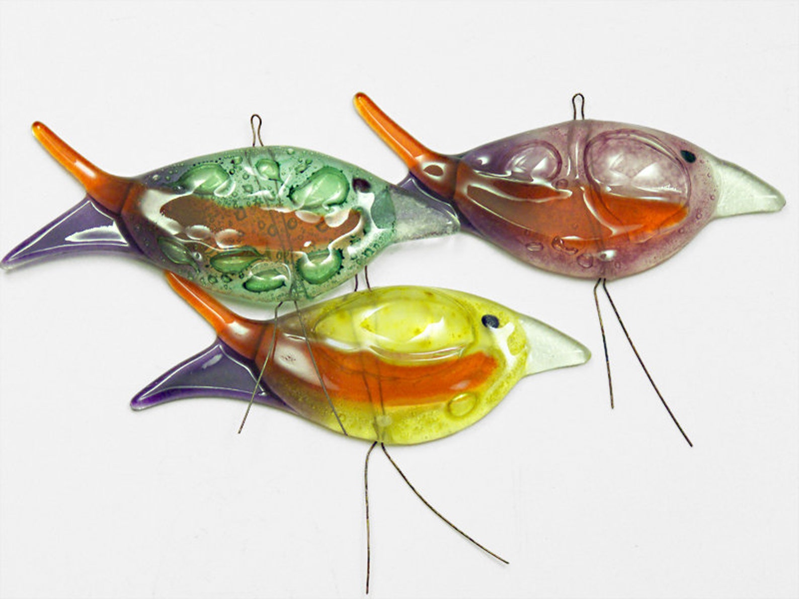 Small Birds From Glass /3 Pcs./ Glass Decoration Window - Etsy
