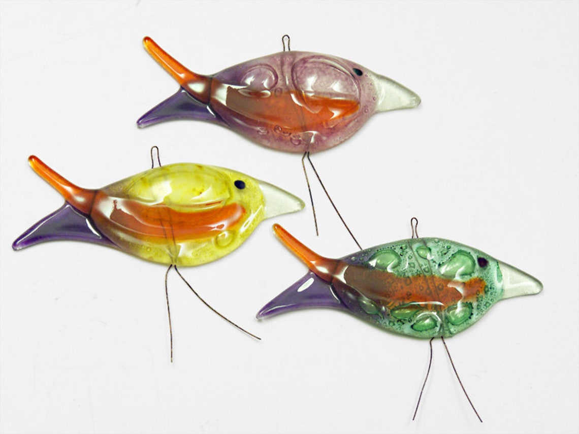 Small Birds From Glass /3 Pcs./ Glass Decoration Window - Etsy