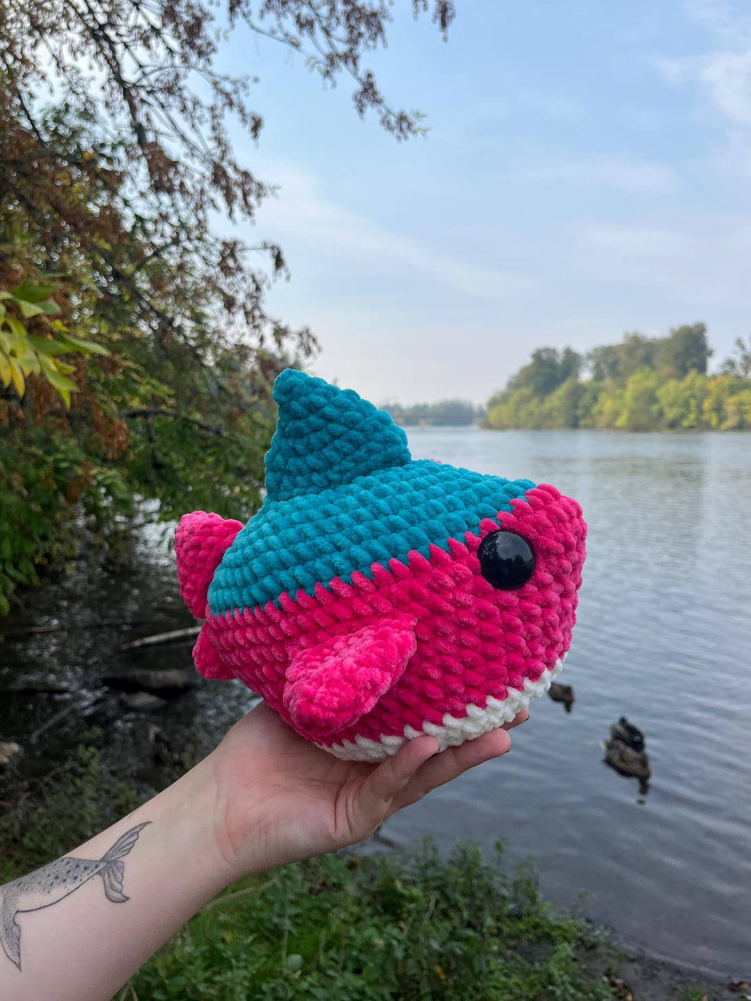 Trans Pride Crochet Shark: Handmade Plush Stuffed Animal - Etsy