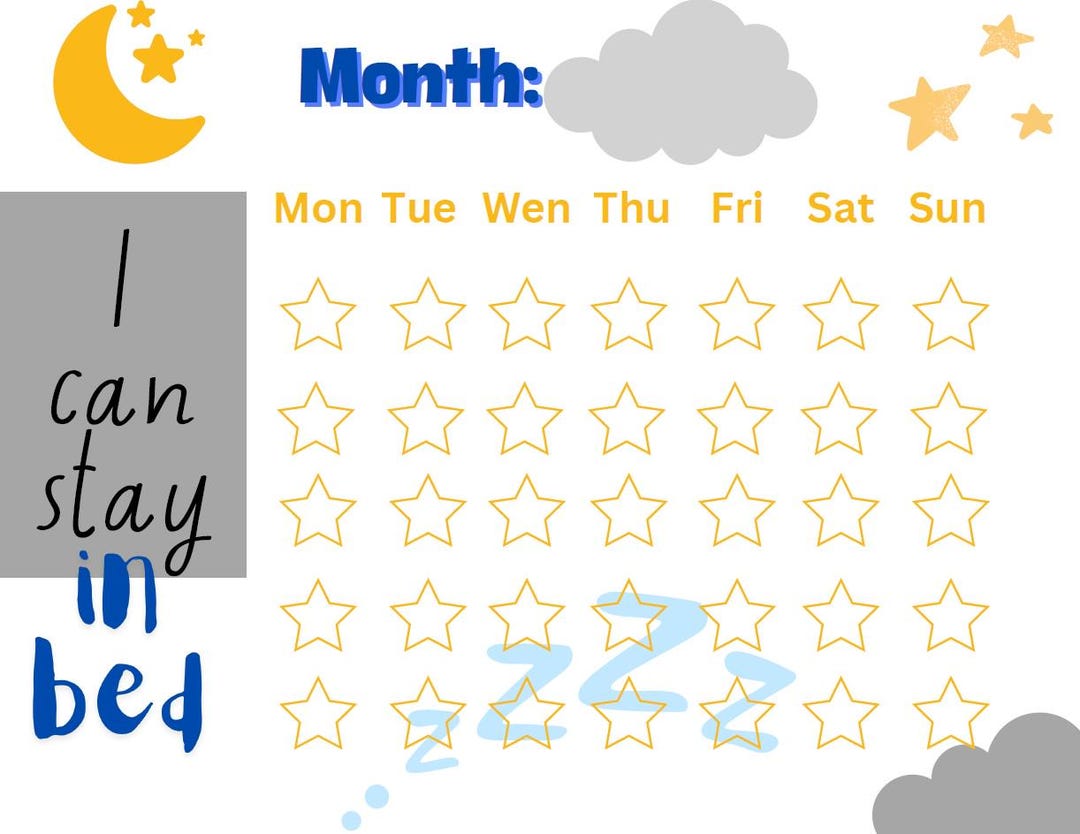 Toddler Sleep Bedtime Reward Chart, Progress Tracker, Calendar - Etsy
