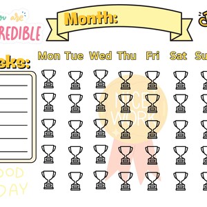 Kids Behavior Reward Chart, Progress Tracker, Calendar - Etsy
