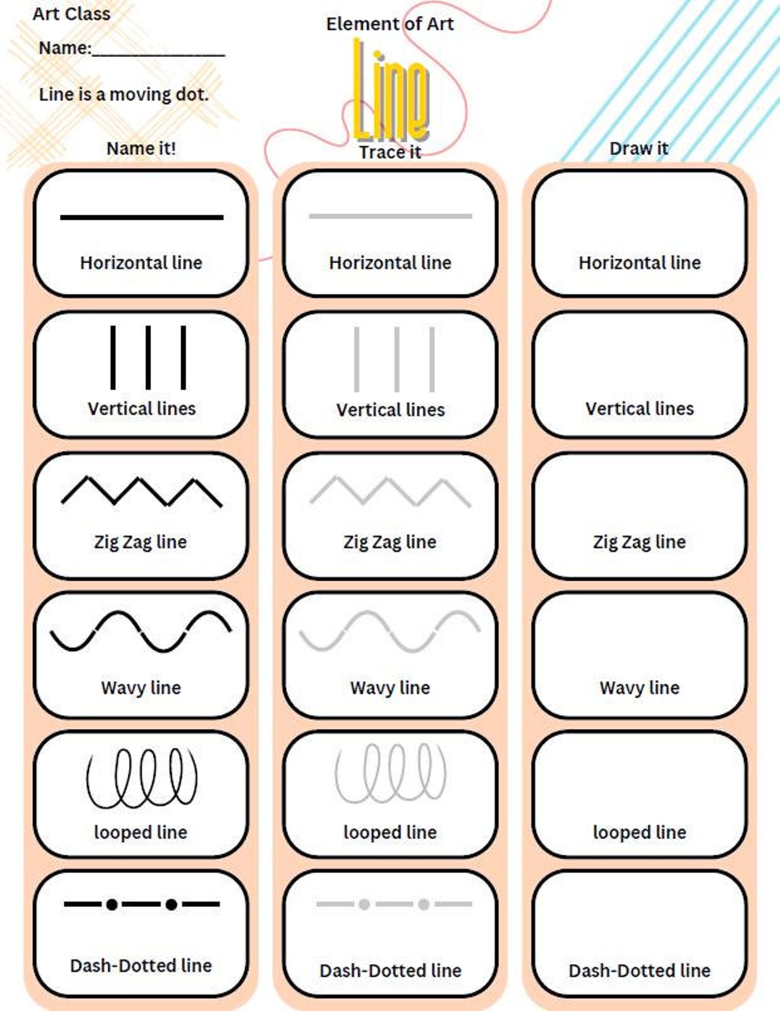 Element of Art Line, Types of Lines, Art Lesson, Activities and ...
