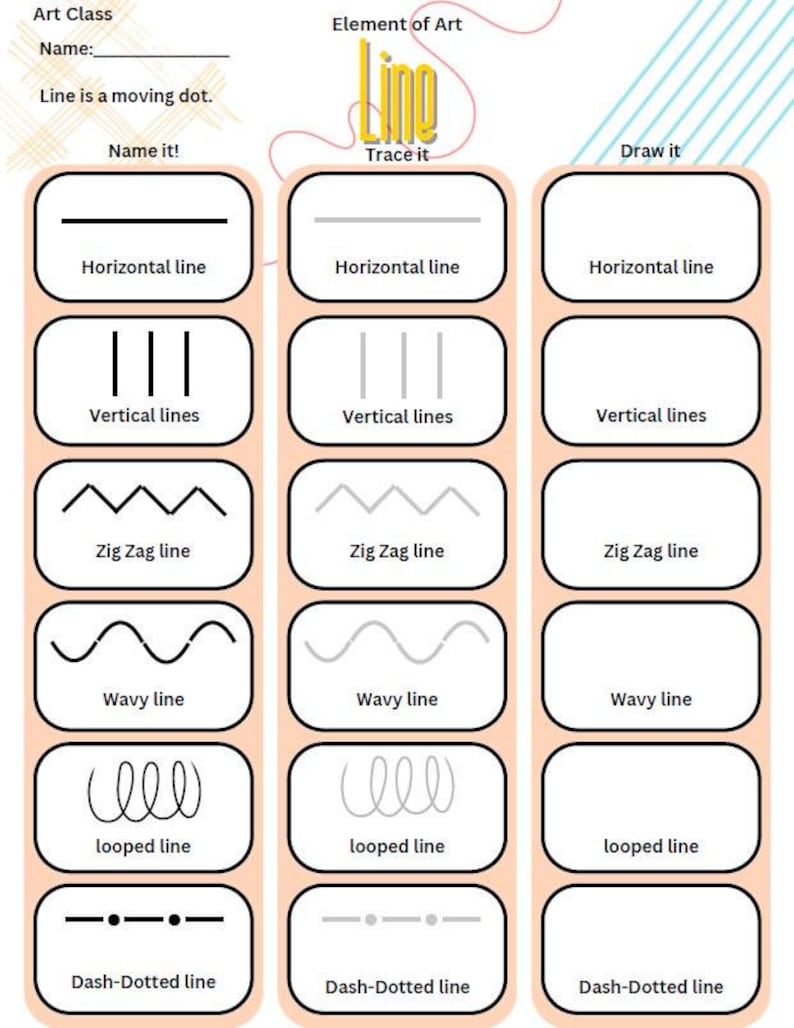 Element of Art Line, Types of Lines, Art Lesson, Activities and ...
