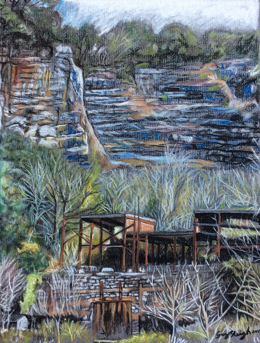 Weston Super Mare Pastel Drawing of the Old Town Quarry Oringinal ...