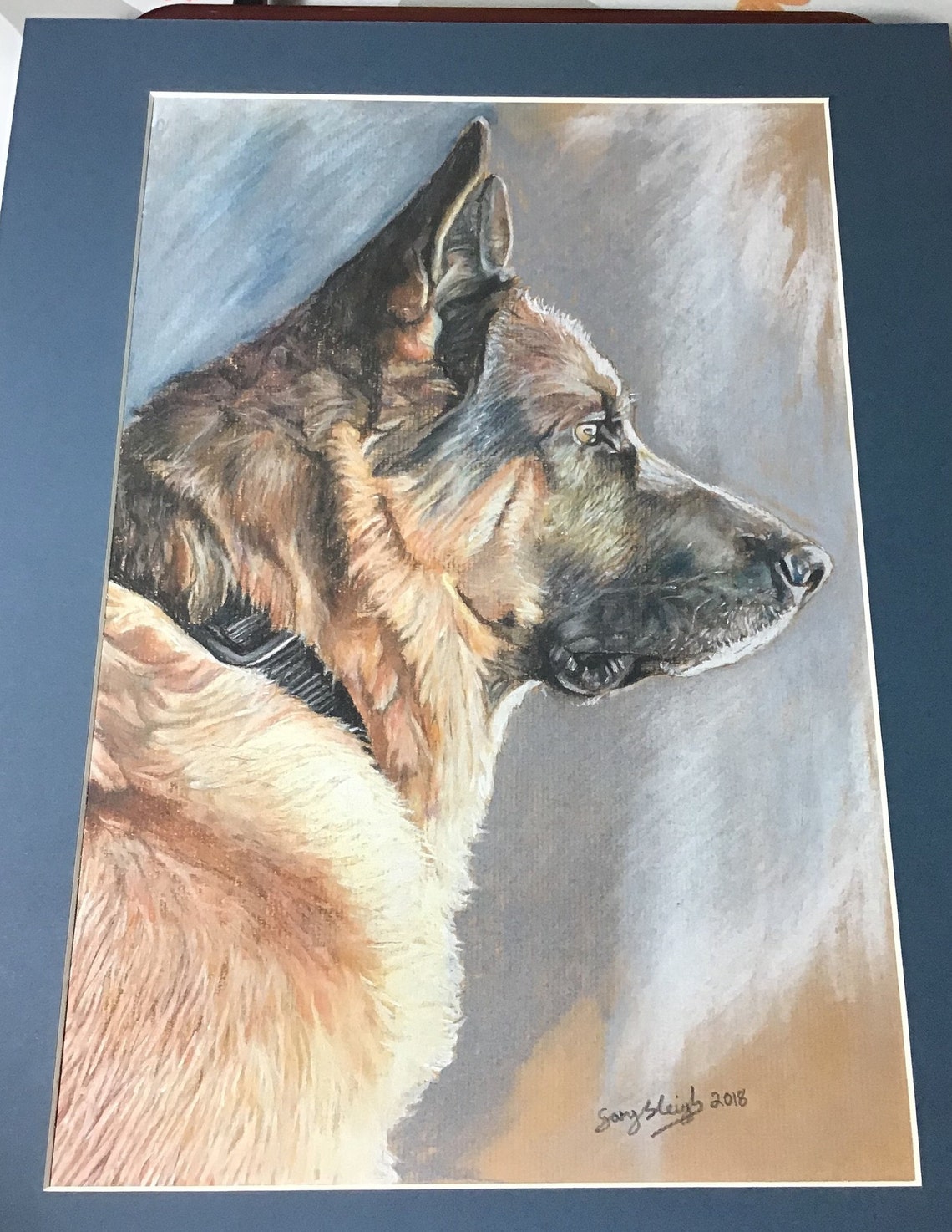 Alsatian Dog in Pastel Drawing, Pet Profile alsatian Original Artwork ...