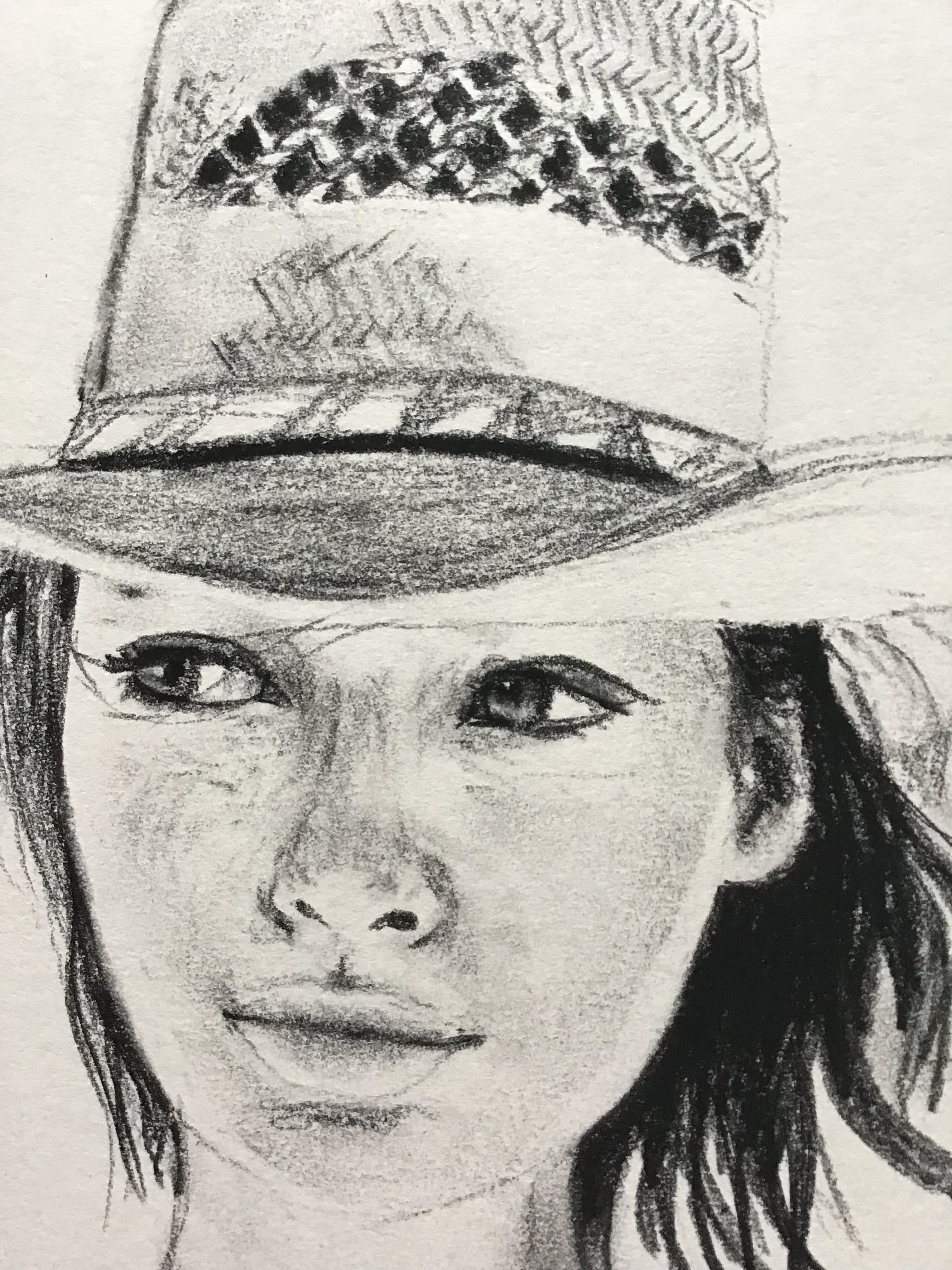 Pencil Drawing of Girl in the Sun - Etsy