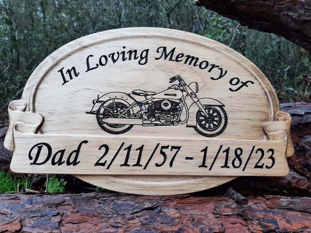 Personalized Memorial Name Sign With Harley Motorcycle, Custom Wood ...