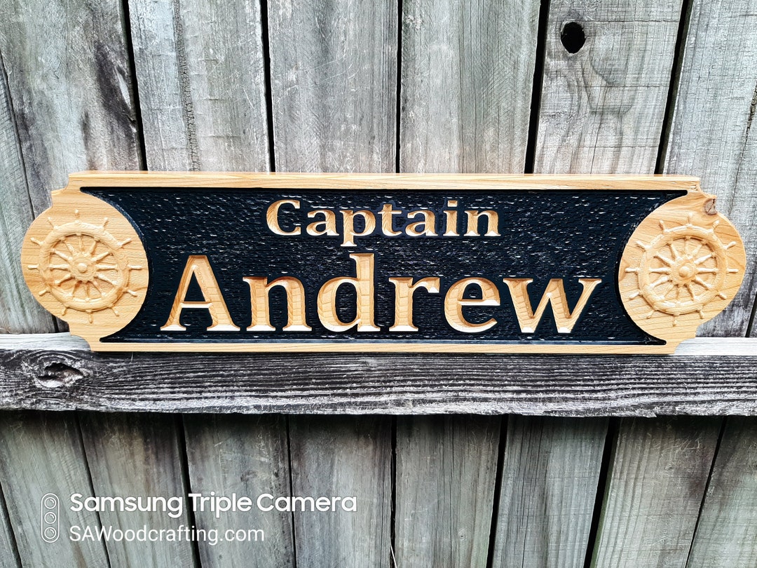 Custom Cedar Outdoor Quarterboard Nautical Name Signs Boat Captain Wood ...
