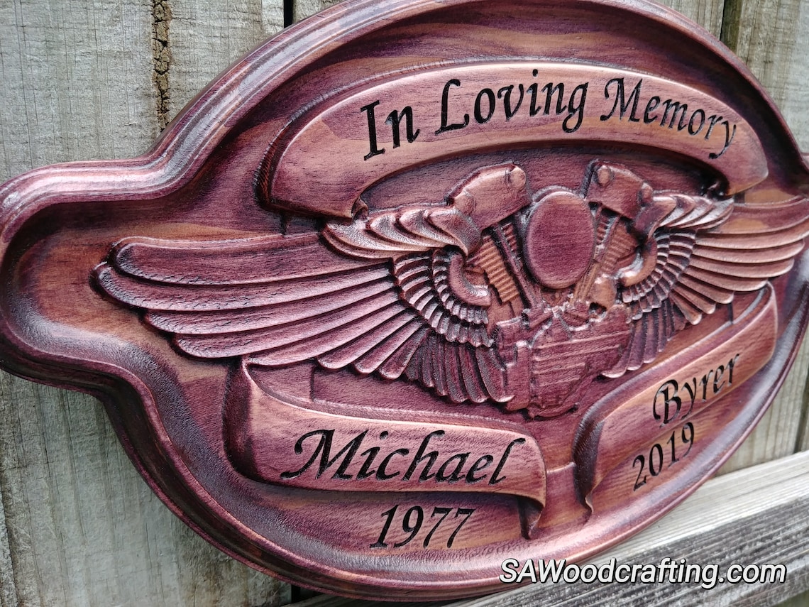Harley Davidson Biker Wooden Memorial Name Sign - Etsy