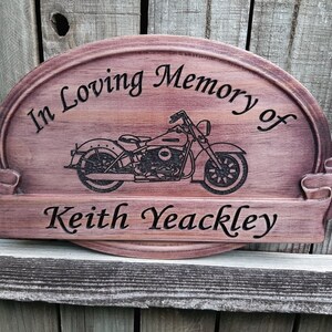 Personalized Memorial Name Sign With Harley Motorcycle, Custom Wood ...