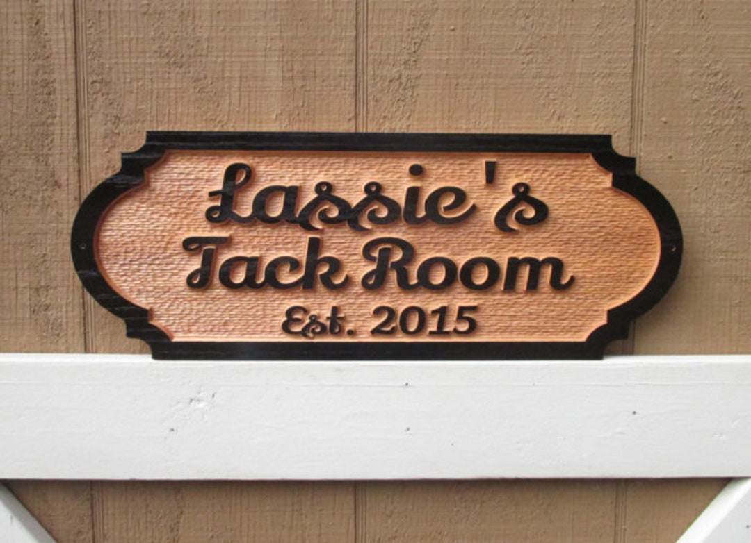 Personalized Horse Tack Room Sign, Red Oak Feed Room Name Plate ...