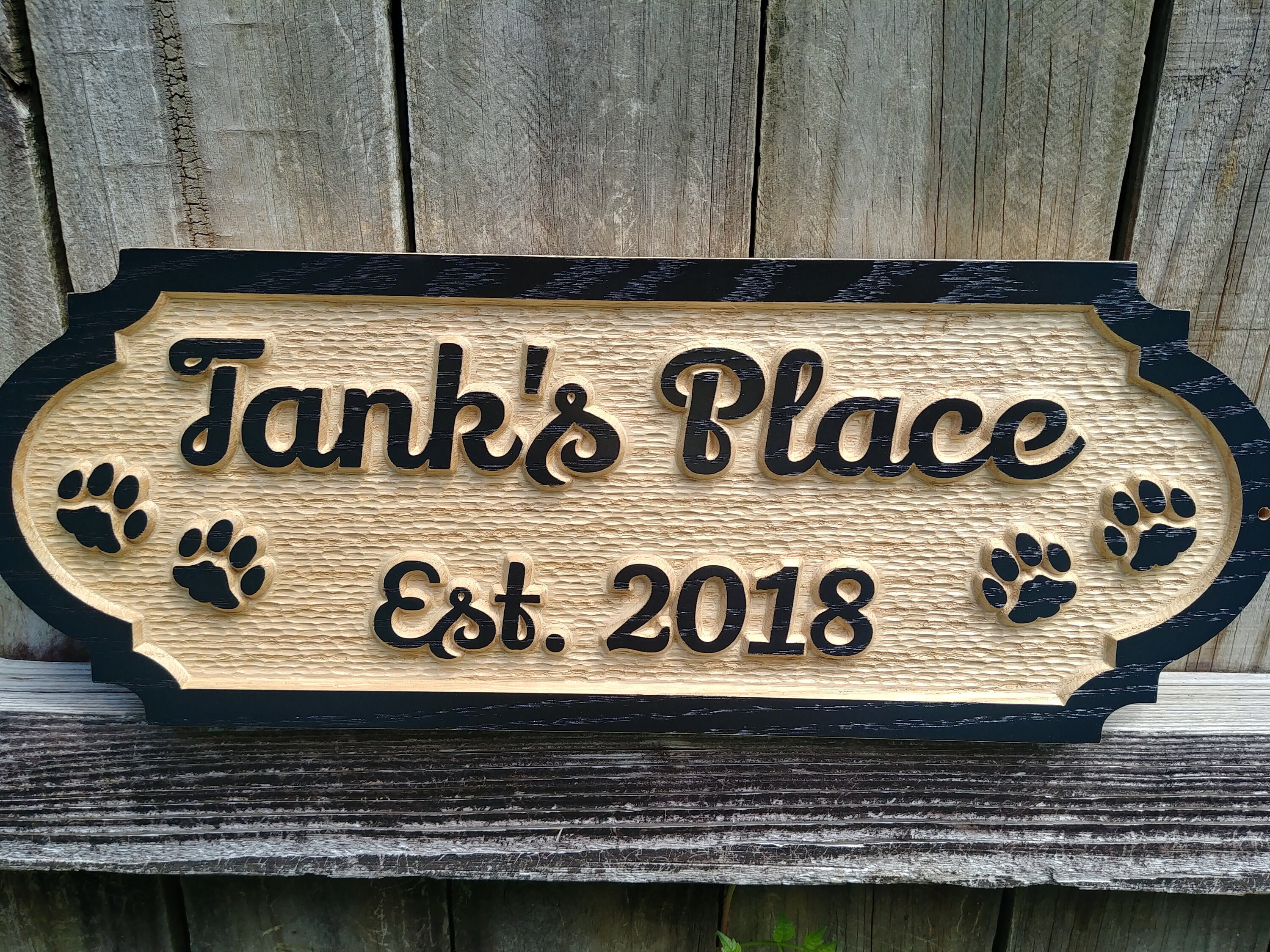 Personalized Oak Dog House Sign: Custom Carved Pet Name Plaque - Etsy
