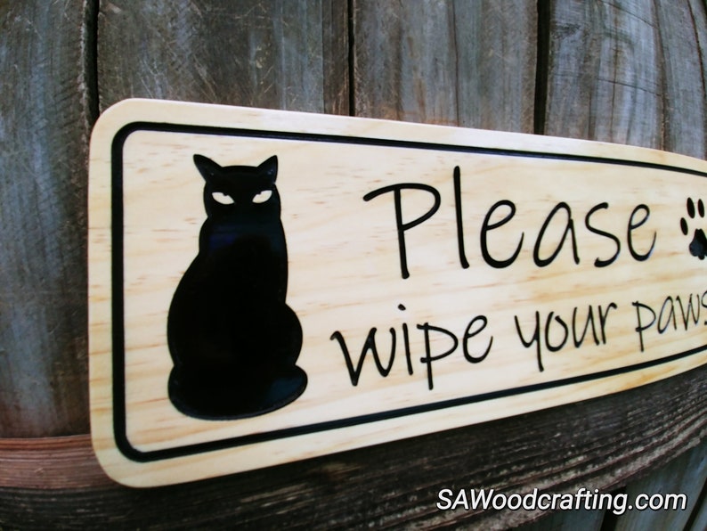 Pet Signs Custom Wood Carved Cat Sign Home Pet Decor Custom | Etsy