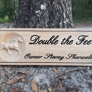 Personalized Red Oak Horse Stable Name Sign, 3D Wood Carved Name Plate ...