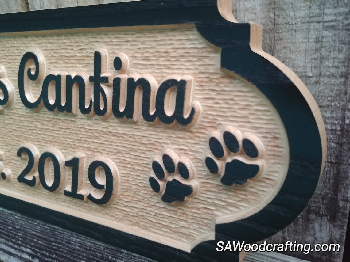 Personalized Oak Dog House Sign Pet Name Signs Custom Carved - Etsy