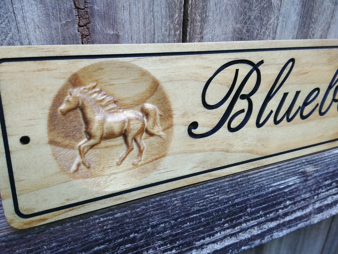 Horse Sign, Personalized Solid Wood Horse Name Plate, Stable Stall ...