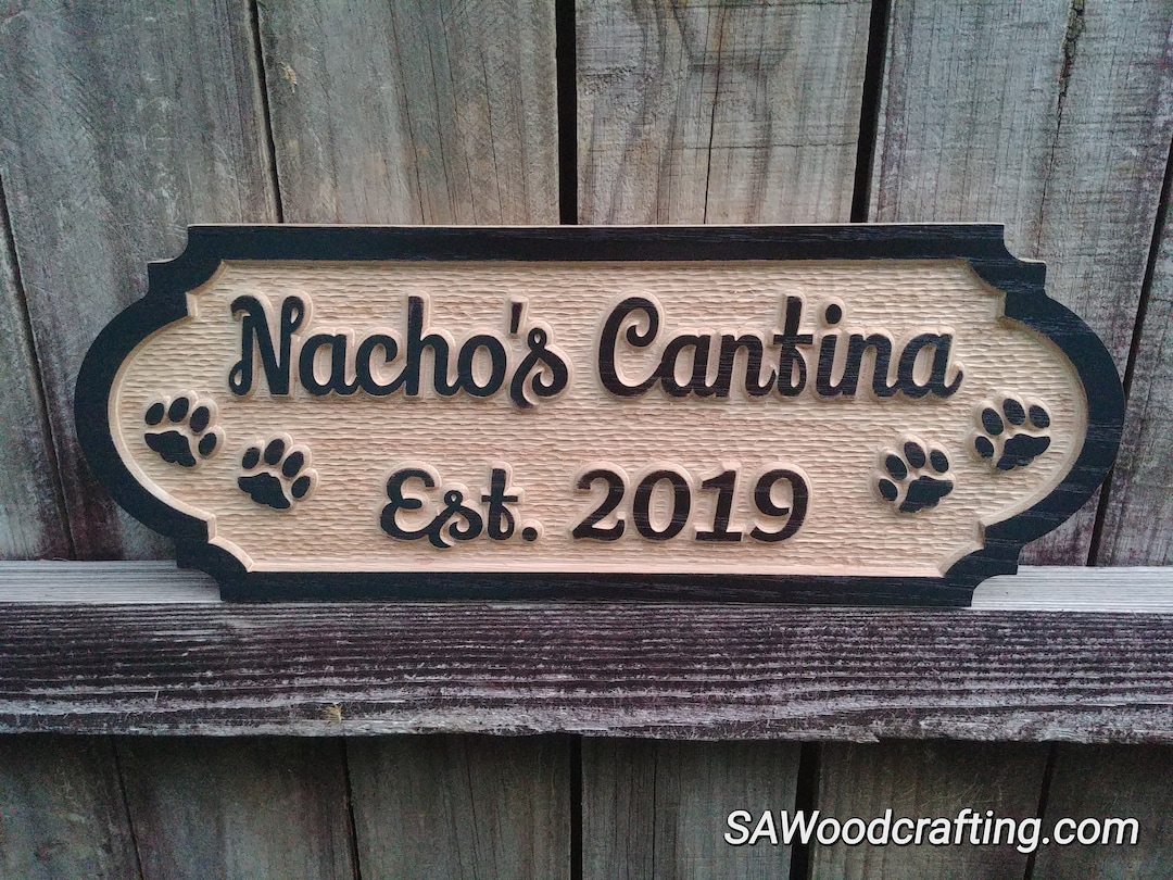 Personalized Oak Dog House Sign, Pet Name Signs, Custom Carved Doghouse ...