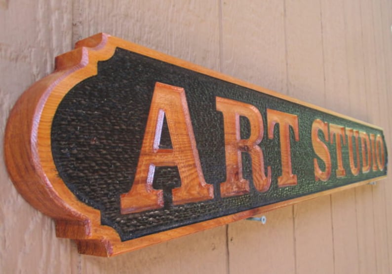 Custom Wood Outdoor Business Sign Personalized Art Studio | Etsy