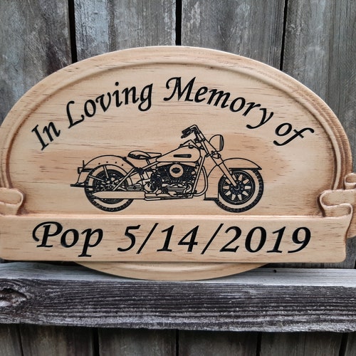 Personalized Memorial Name Sign With Harley Motorcycle Custom - Etsy