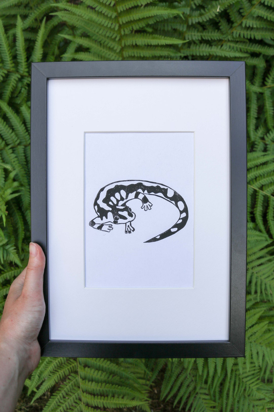 Newt Gecko Lizard Lino Print, Black and White Animal Art, Eco-friendly ...