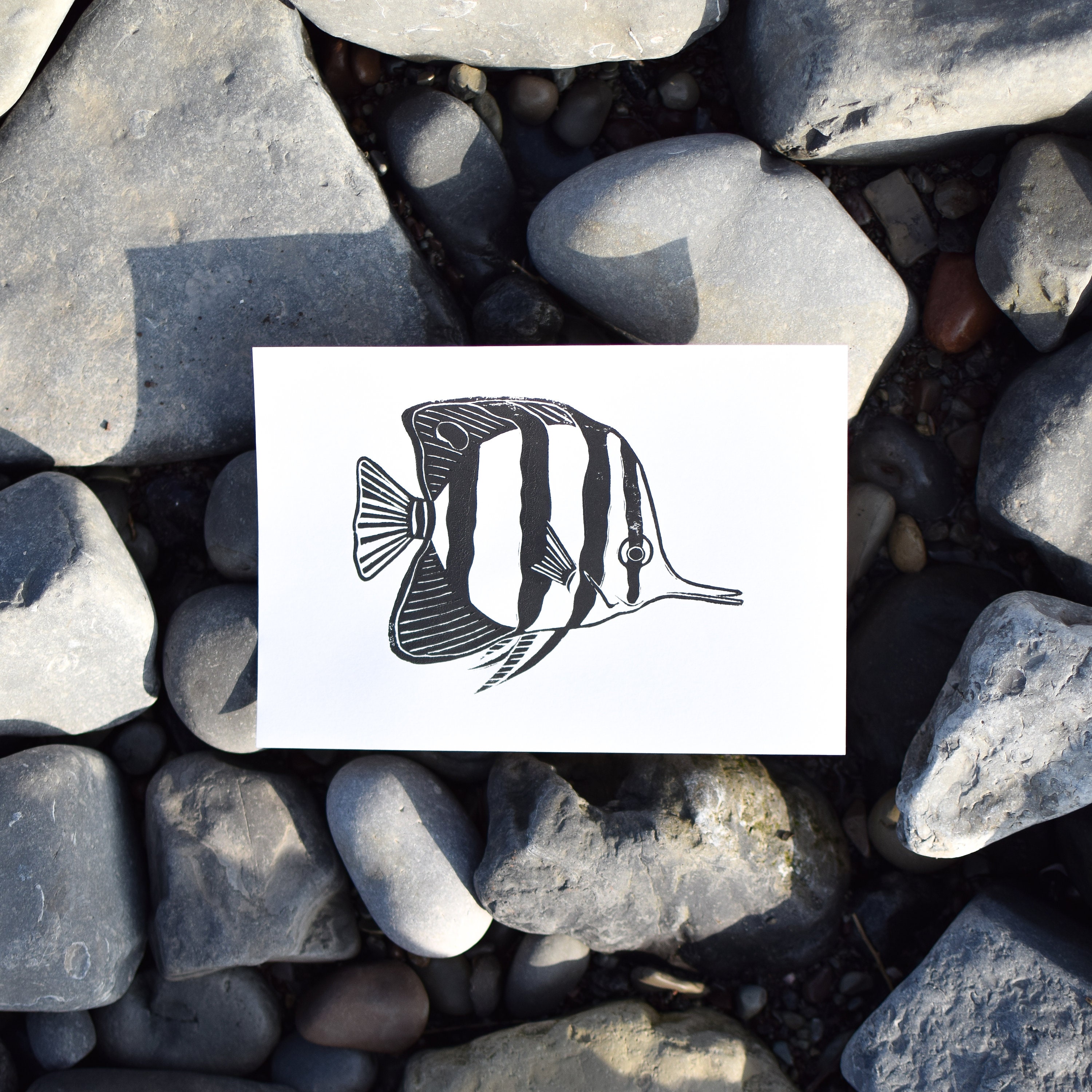 Fish Lino Print, Original Handmade Art, Eco-friendly Ocean Themed Gift ...