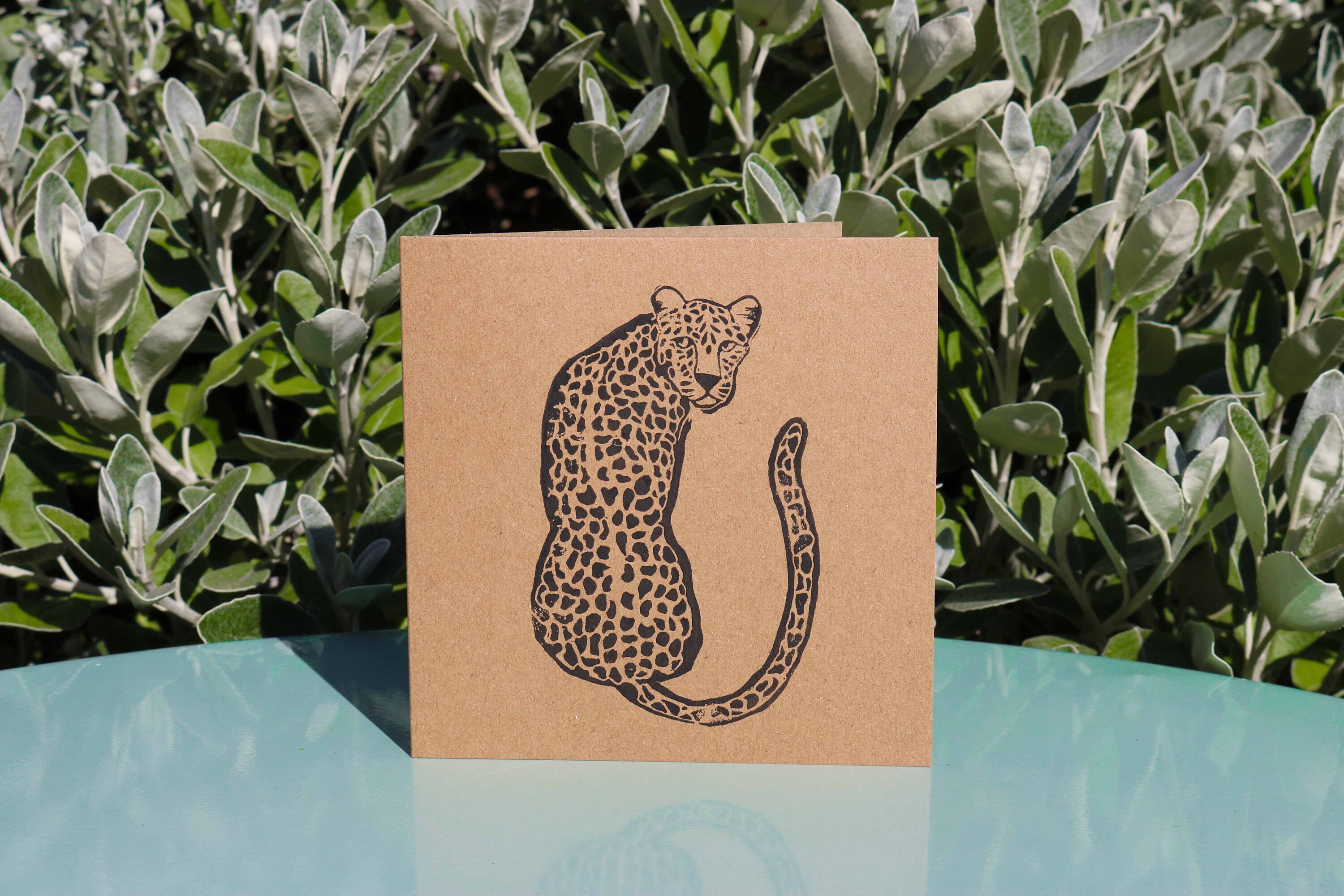 Leopard Lino Print, Black and White Animal Art, Eco-friendly Handmade ...