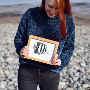 Fish Lino Print, Original Handmade Art, Eco-friendly Ocean Themed Gift ...