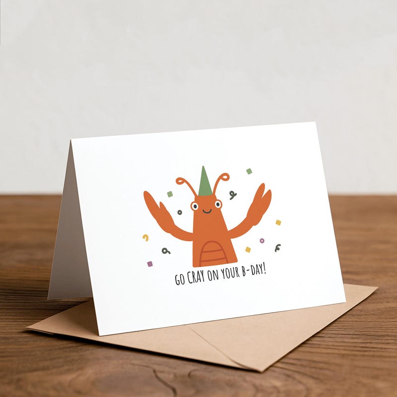 Crayfish Birthday Card - Etsy UK