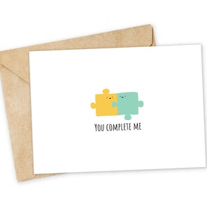 You Complete Me Puzzle Greeting Card, Happy Card, I Love You Card ...