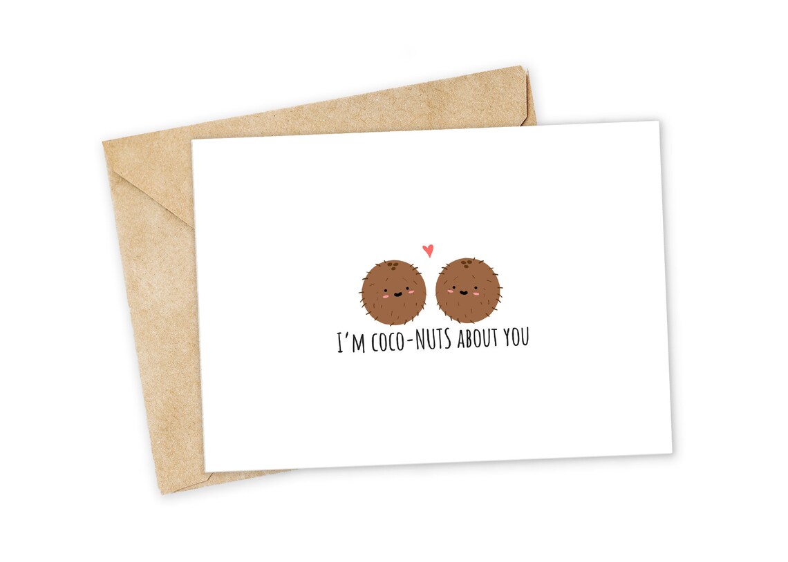 I'm Coco-nuts About You Coconut Greeting Card I Love | Etsy