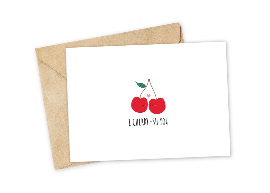 I Cherry-sh You Cherry Greeting Card, Happy Card, I Love You Card ...