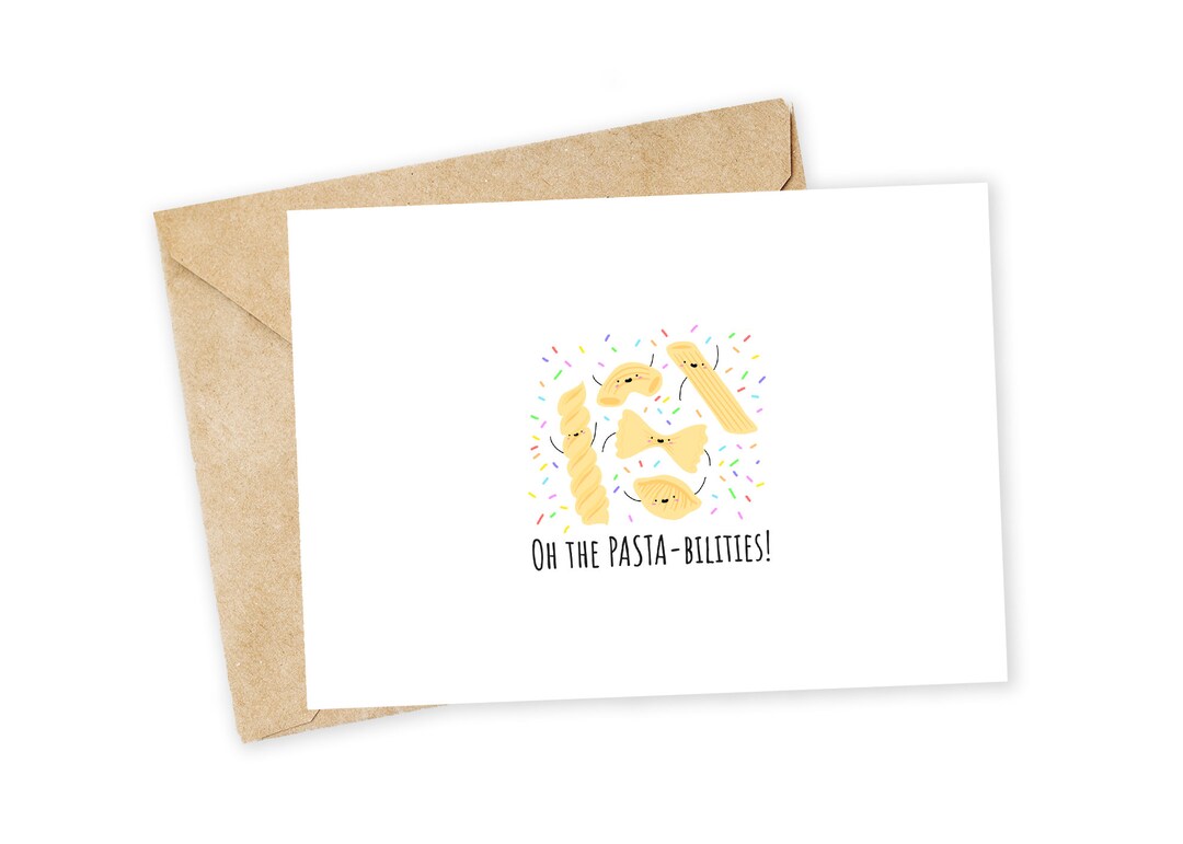 OH THE Pasta-bilities - Pasta Greeting Card, Note Card, Funny Valentine ...
