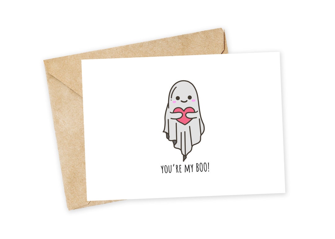 You're My BOO Cute Ghost Greeting Card, Heart, Halloween, Sheet, Ghost ...