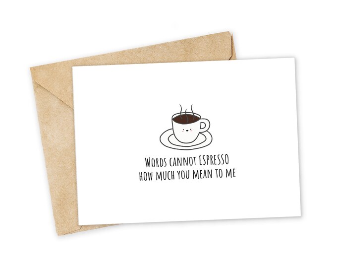 Coffee Lovers Card Friendship Greeting Card All Occasion Coffee Themed ...