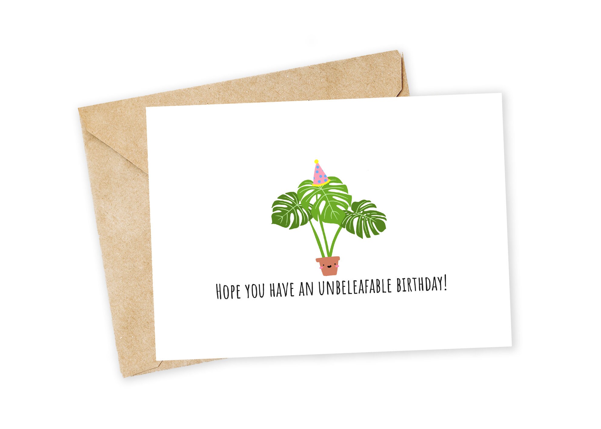 An UNBELEAFABLE Birthday Monstera Greeting Card Birthday - Etsy