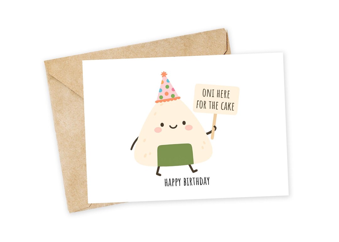 Funny Onigiri Birthday Card - Etsy