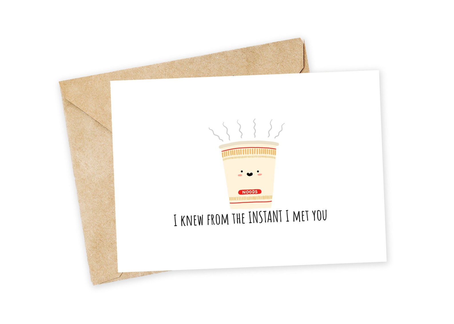 Cup Noodle Valentine's Day Card: Handmade Foodie Greeting - Etsy