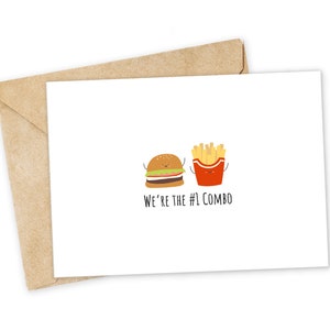 We're the #1 Combo - Burger Greeting Card, Happy Card, I Love You Card ...