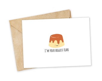 Funny Birthday Flan Pun Card anniversary Card I Love You - Etsy