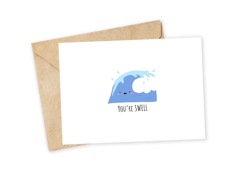 You're Swell Wave Greeting Card Note Card Funny - Etsy