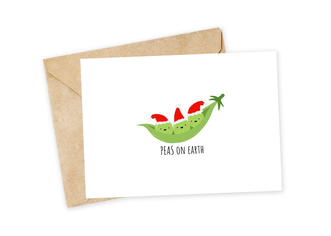 PEAS on Earth - Peas Greeting Card, Pun Holiday Card, Funny Christmas ...