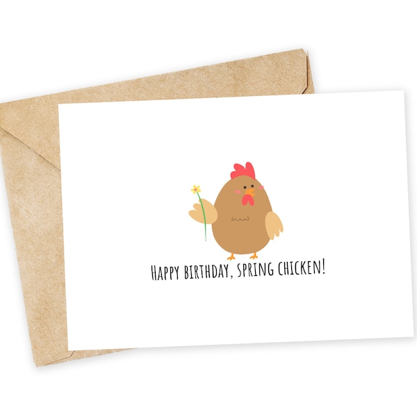 Spring Chicken Birthday Card - Etsy