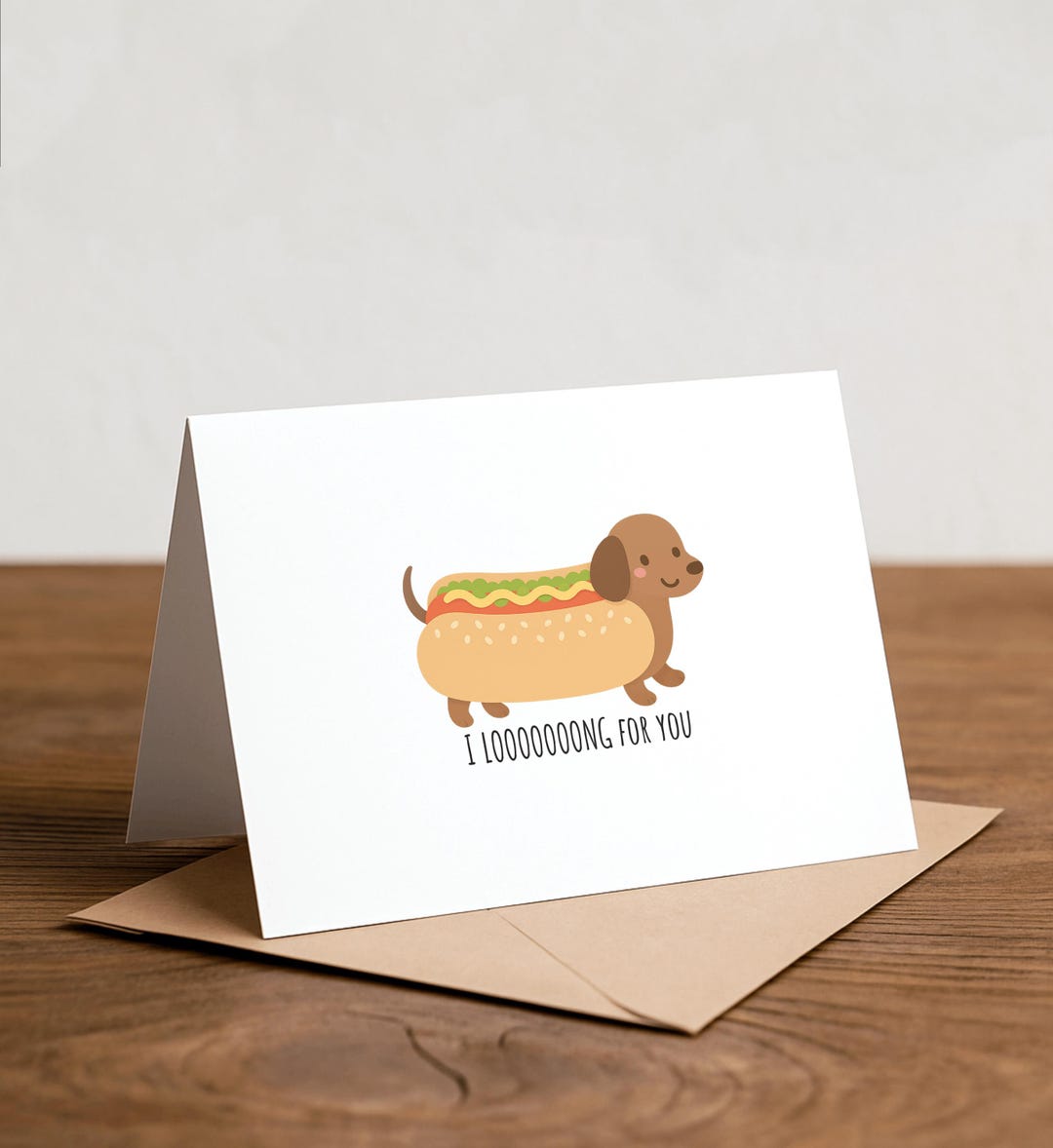 Funny Dachshund Hot Dog Valentine's Card - Etsy