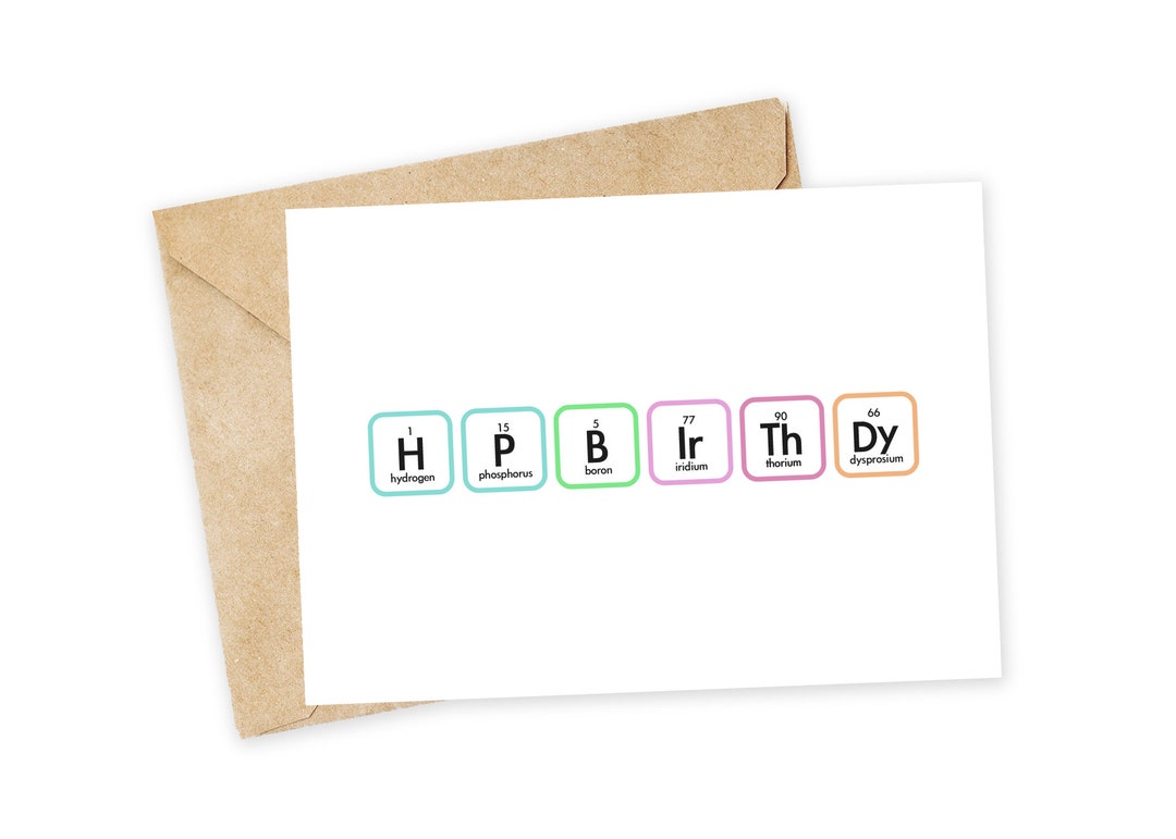 Happy Birthday - Periodic Table of Elements - Chemistry Birthday Card ...