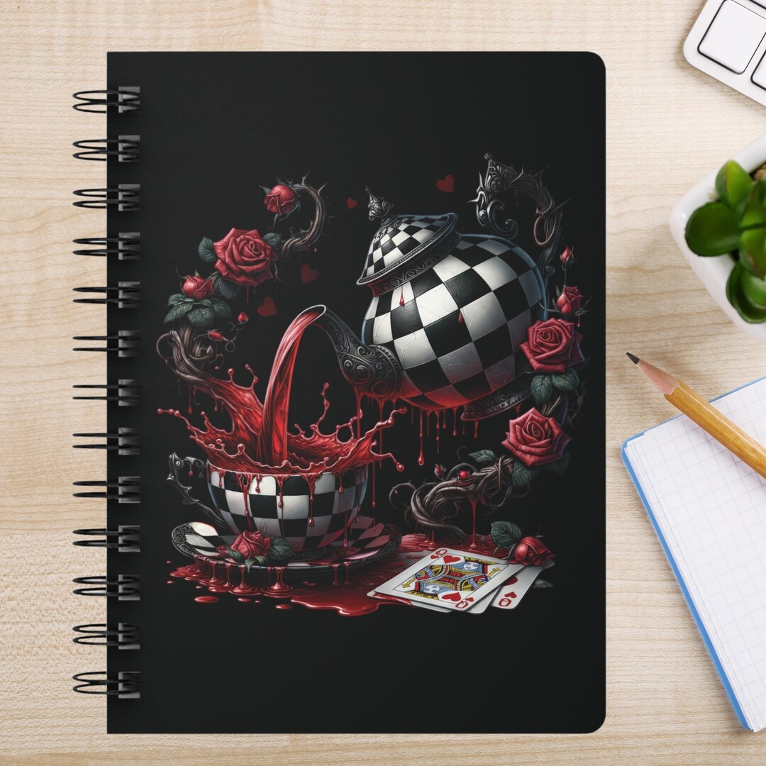 Goth Alice Spiral Journal, Gothic Holiday Gift, Dark Wonderland Lined ...