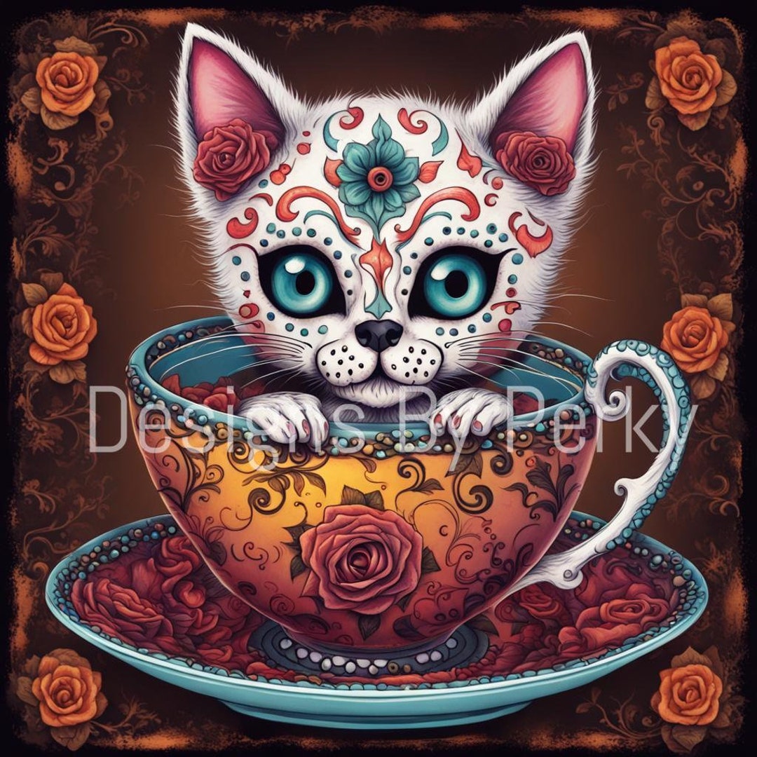 Kitty Sugar Skull, Day of the Dead, Dia De Los Muertos, Clipart ...