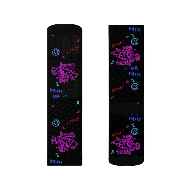 Jinx Themed Black Socks, Unisex, Arcane, Fun, Gaming, TFT, Lol, League ...