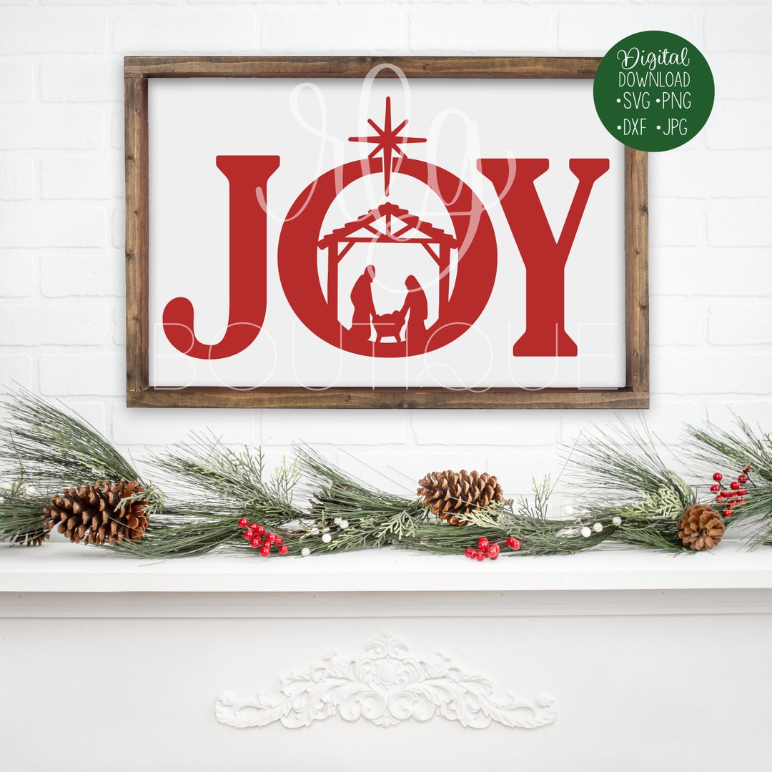 Joy Manger Scene Sign SVG Christmas Cricut Design - Etsy
